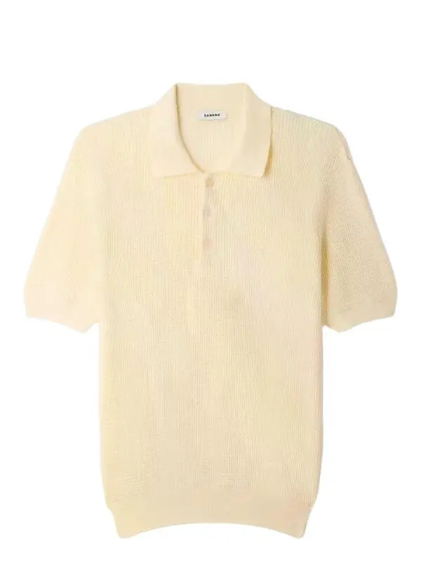 Sandro Waffle-knit Cotton Polo Shirt - Neutrals