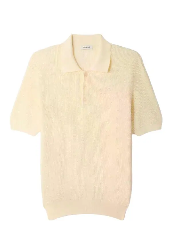 Sandro Waffle-texture Cotton Polo - Neutrals