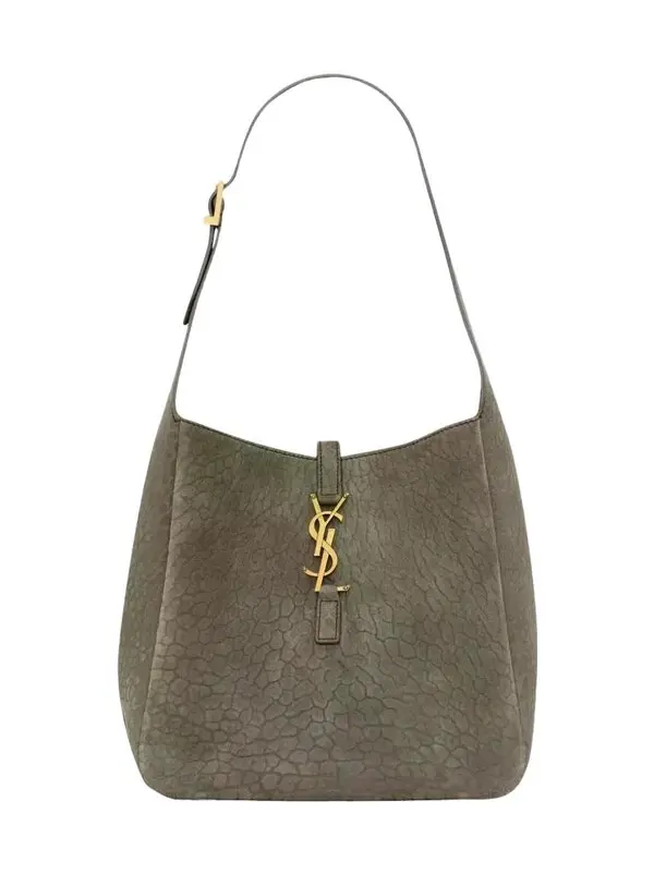 Saint Laurent Le 5 À 7 Cracked-effect Shoulder Bag - Green