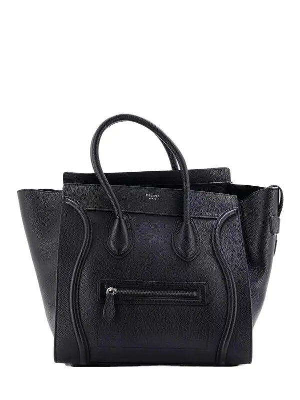 Celine Luggage Bag Grainy Leather Mini Tote - Black