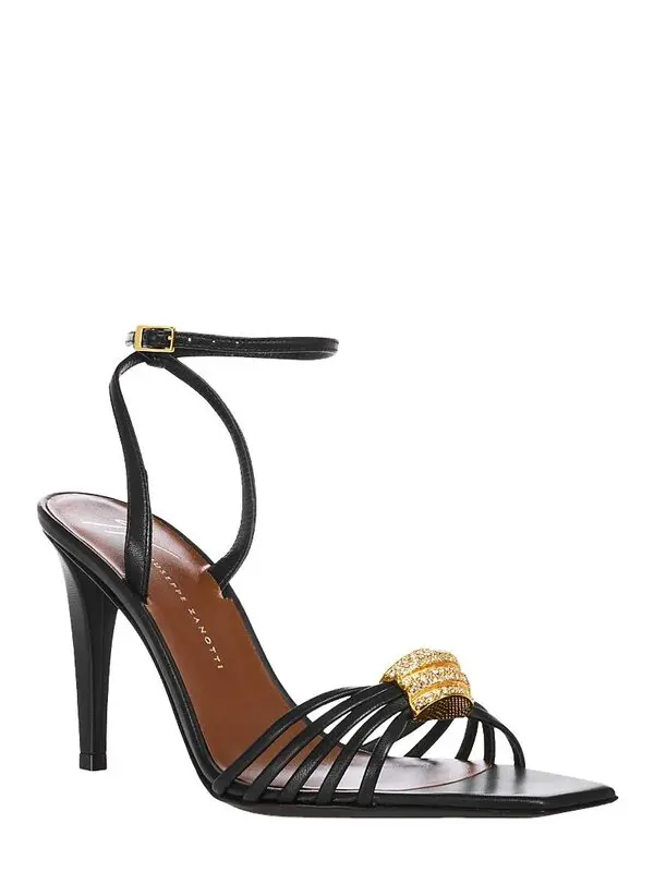GIUSEPPE ZANOTTI Embellished Leather Sandals - Nero