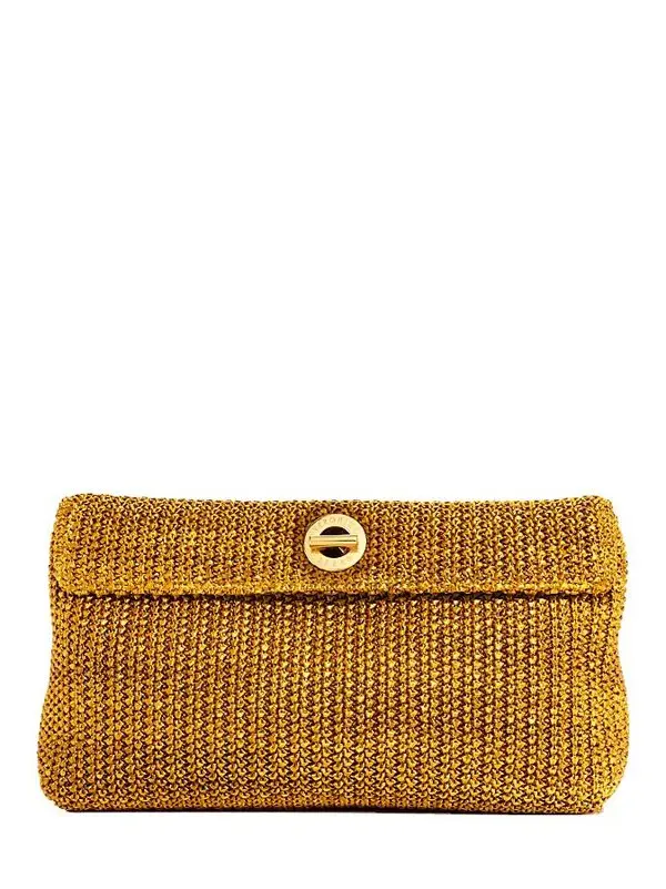 Veronica Beard Anchor Raffia Effect Clutch - Gold