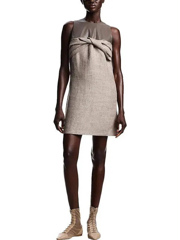 Emporio Armani Sleeveless Linen Dress - Champagne Beige