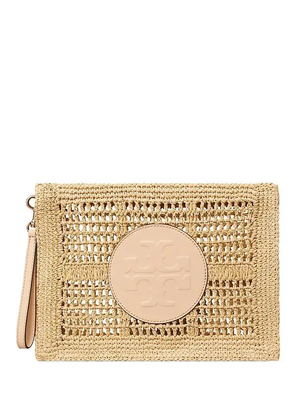 Tory Burch Ella Hand Crochet Straw Pouch - Natural