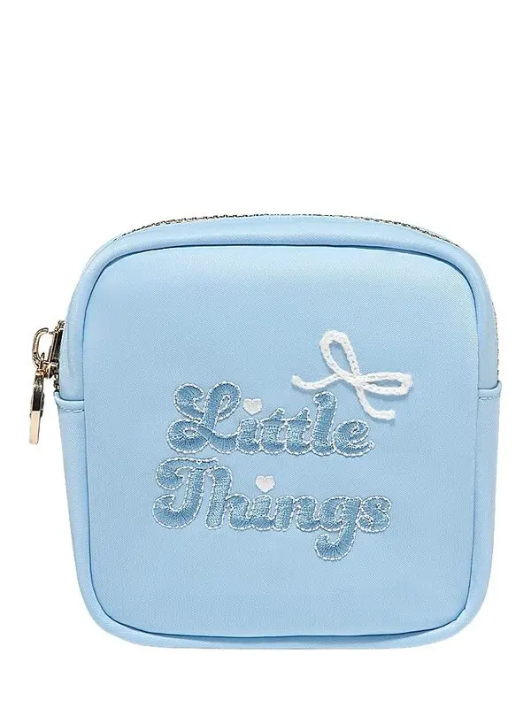 Stoney Clover Lane Mini Embroidered Nylon Pouch - Periwinkle