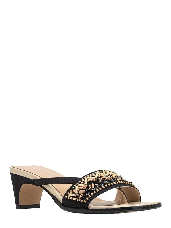 DONALD PLINER Dhora Mid-heel Sandals - Black/natural