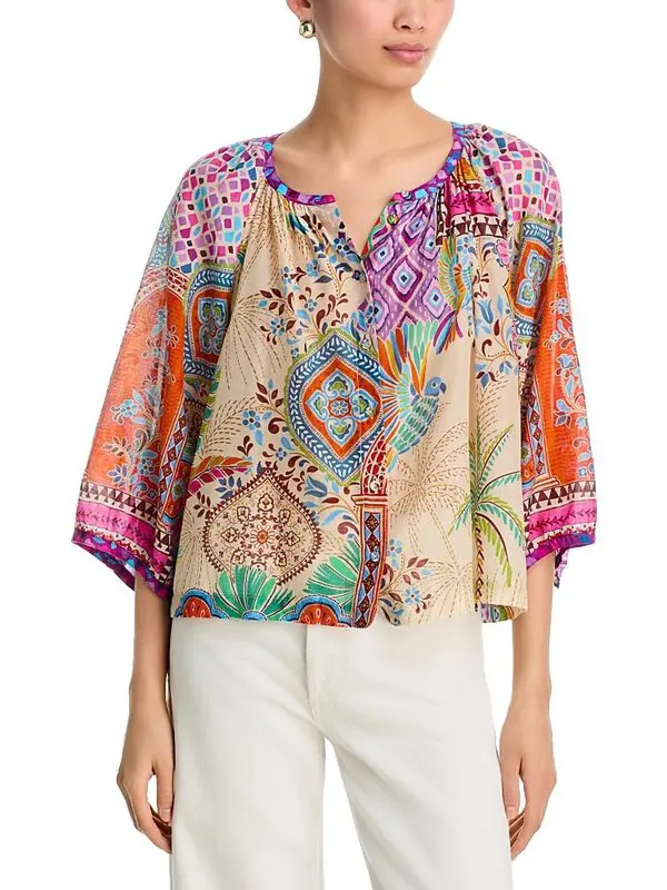 Johnny Was Michaella Printed Peasant Blouse - Avelar
