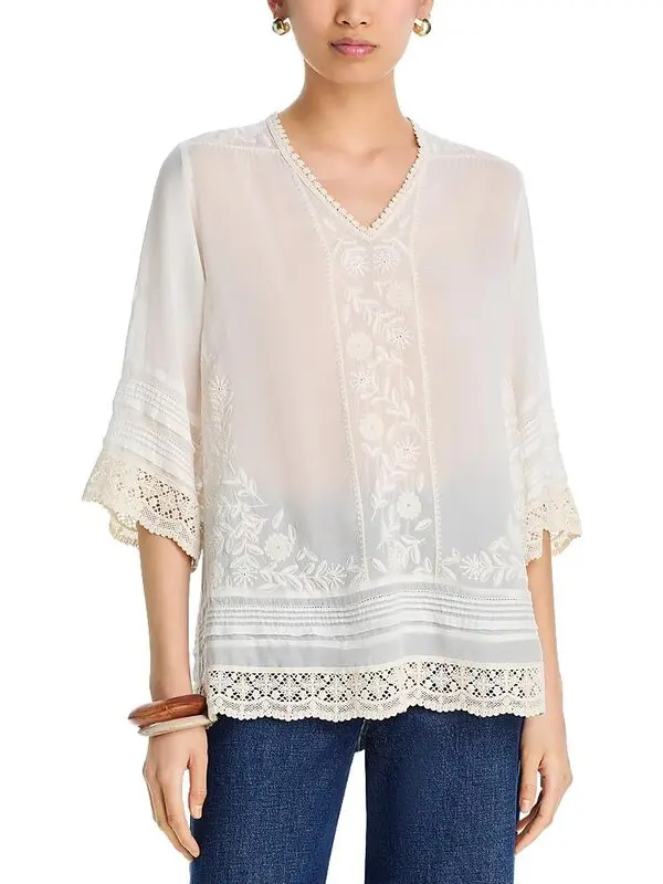 Johnny Was Zyanya Embroidered Tunic - Natural Ggt