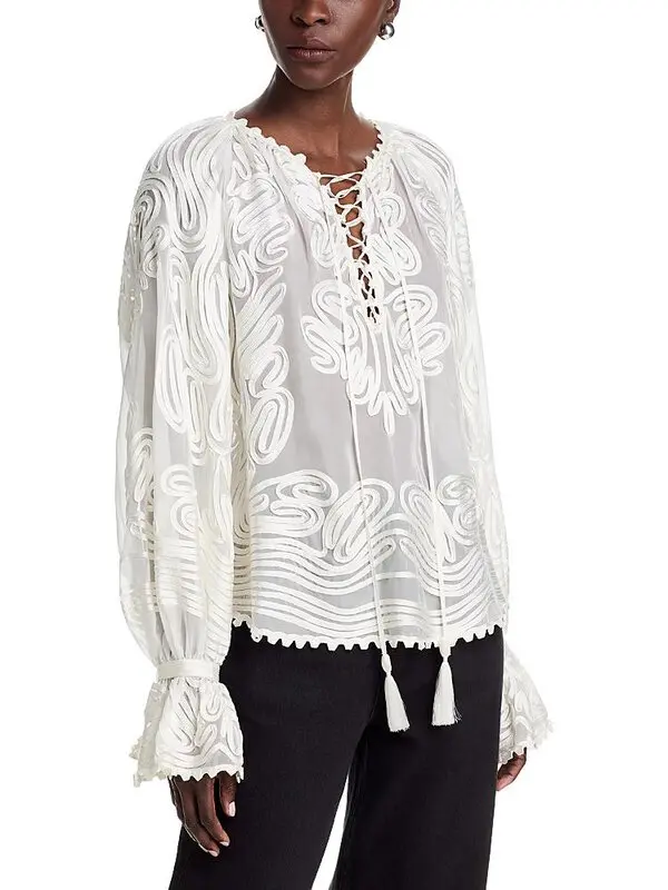 Kobi Halperin Florence Lace Up Blouse - Ivory