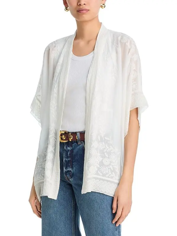 Johnny Was Calla Embroidered Kimono - White