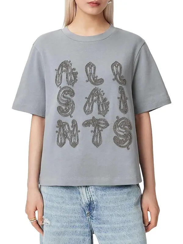 ALLSAINTS Ella Embellished Lisa Tee - Quarry Blue
