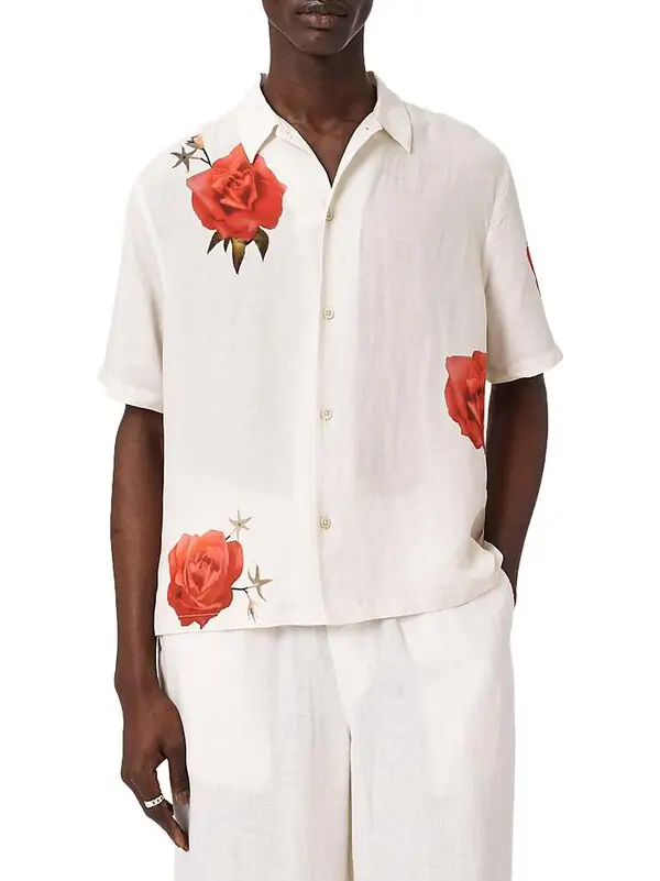 ALLSAINTS Fleur Fazed Short Sleeve Shirt - Ecru