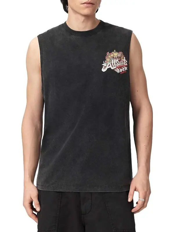 ALLSAINTS International Rock Festival Sleeveless T-shirt - Washed Black