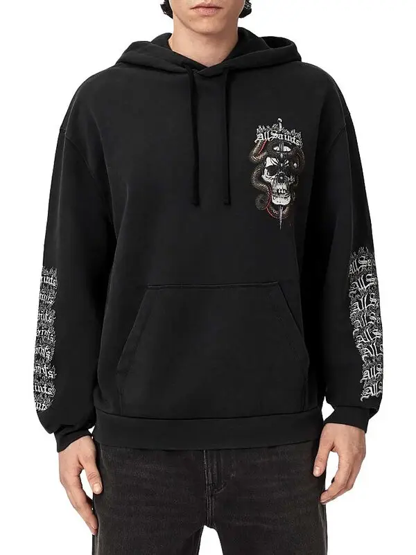 ALLSAINTS Araknid Hoodie - Washed Black