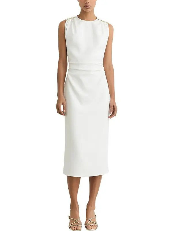 REISS Bronte Midi Jersey Dress - Ivory