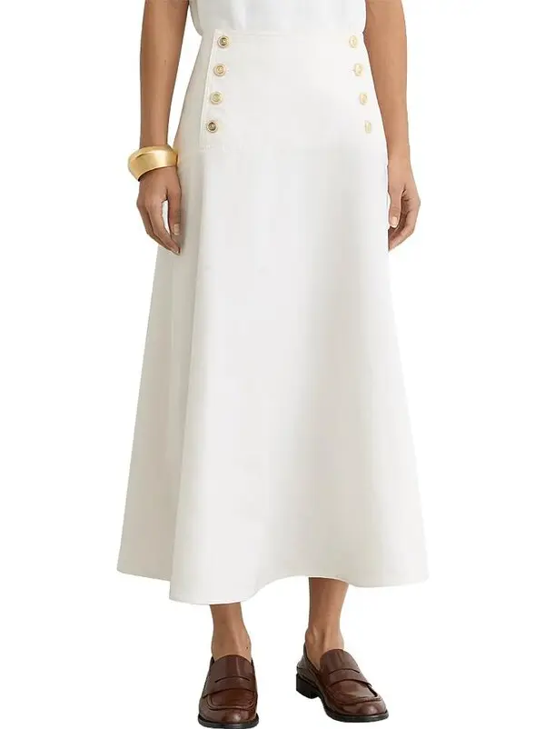 REISS Riley Midi Skirt - Ivory