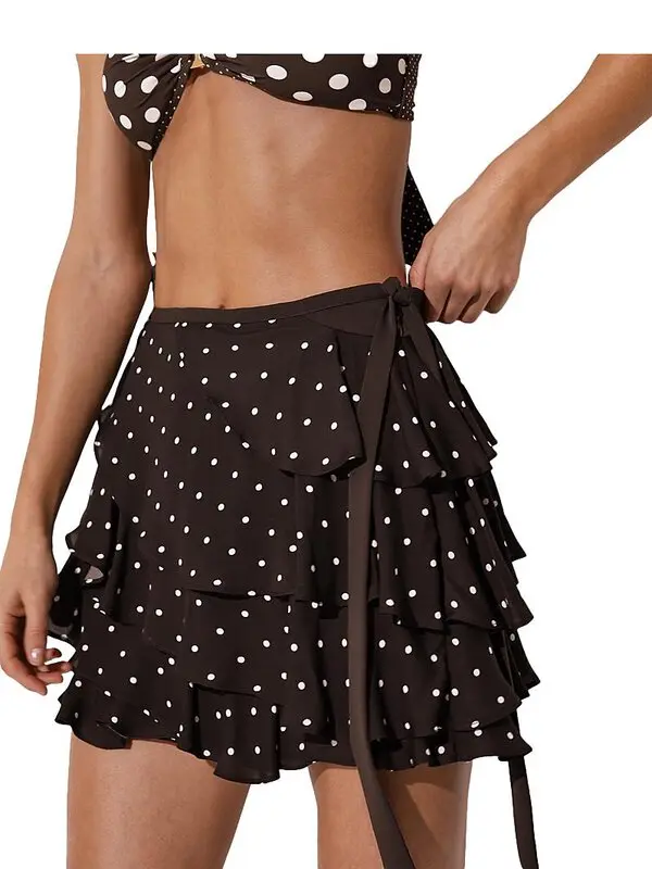 REISS Polka Dot Skort - Chocolate