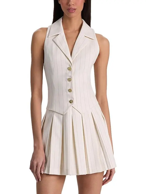 Alice + Olivia Alicia Vest Dress - Off White/black