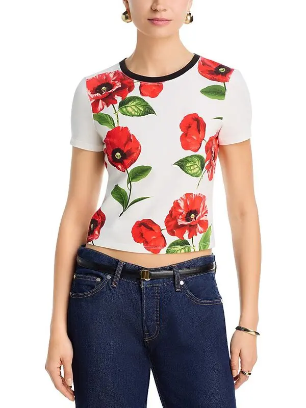 Alice + Olivia Onie Baby Ringer Tee - Summer Poppy