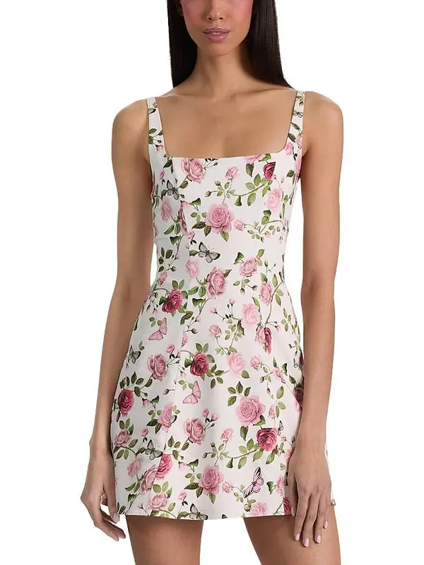 Alice + Olivia Julia Mini Dress - Garden Gossip Off White