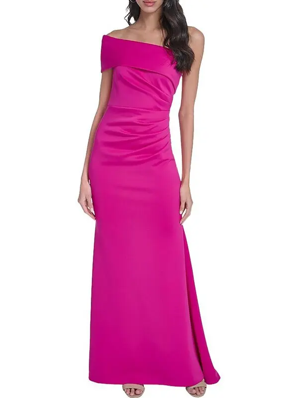 Eliza J One Shoulder Gown - Fuchsia