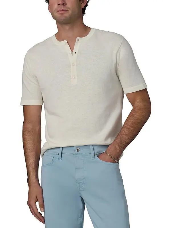 Joe's Jeans Short Sleeve Linen & Cotton Henley - Egret