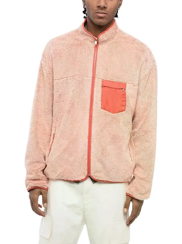 JIL SANDER Mock Neck Teddy Fleece Sweatshirt - Pink