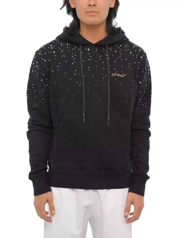 Off-White Embroidered Rhinestone-embellished Hoodie - Black