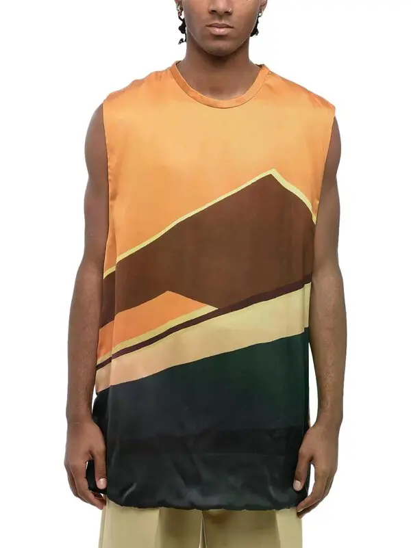 JIL SANDER Gas Station Geometric-print Tank Top - Orange