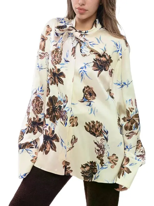 JIL SANDER Floral Self-tie Shirt - Neutrals