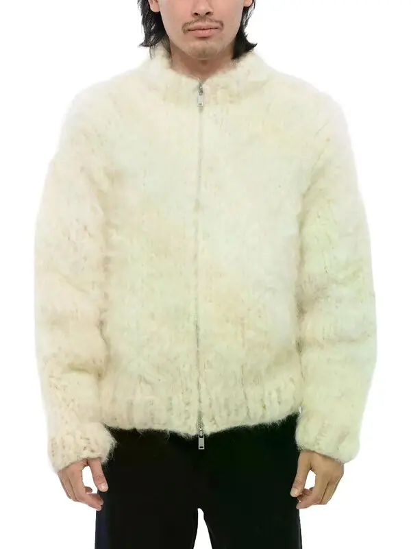 JIL SANDER Fuzzy Zip-up Wool Cardigan - Neutrals