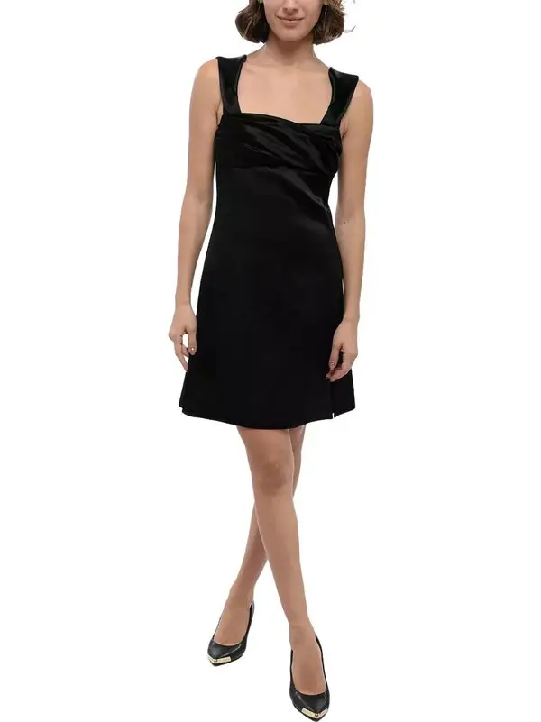 JIL SANDER Draped-neckline Mini Dress - 001 Black