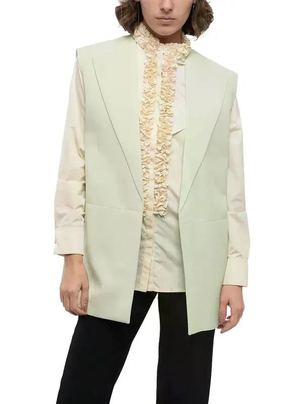JIL SANDER Raw-edge Sleeveless Blazer - Green