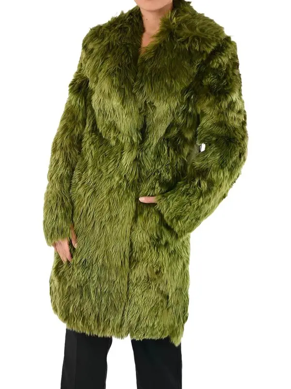 MAISON MARGIELA Wide-lapel Shaggy Coat - Green