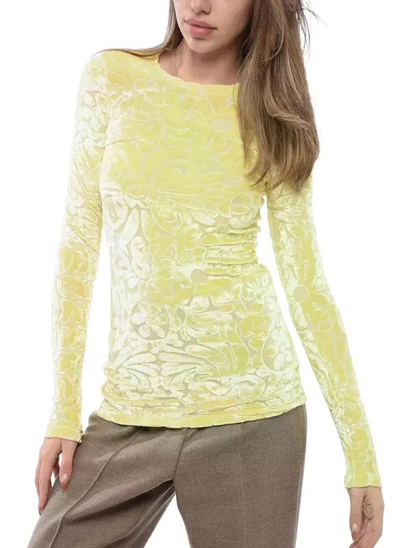 JIL SANDER Flocked Floral Top - Yellow