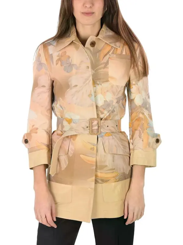 MAISON MARGIELA Floral-print Belted Jacket - Neutrals