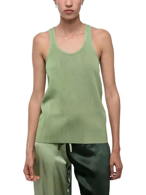 JIL SANDER Embossed-logo Ribbed Top - Green