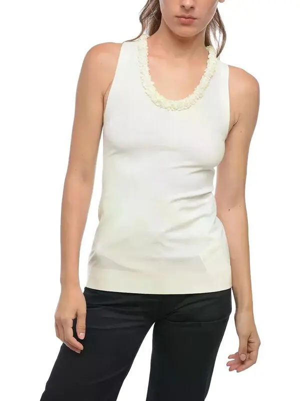 JIL SANDER Embellished-neckline Tank Top - White