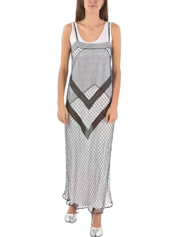 MAISON MARGIELA Mesh Chevron-pattern Slip Maxi Dress - White