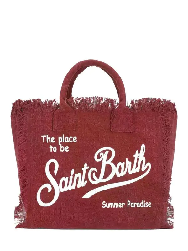MC2 SAINT BARTH Medium Logo-print Tote Bag With Fringed Trim - Red