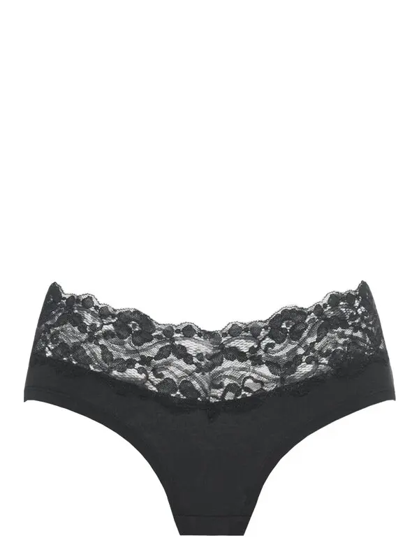 Frederick's Of Hollywood Stretch Cotton & Lace Hipster - Black