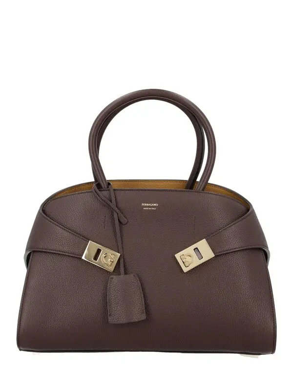 FERRAGAMO Medium "hug" Borsa - Dark Brown