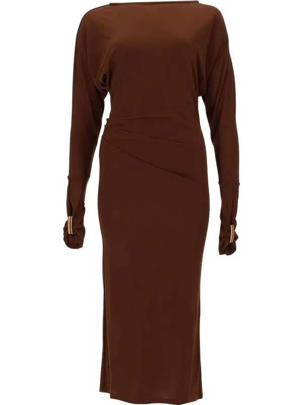 Max Mara Abito "salvo" With Drape Detail - Brown