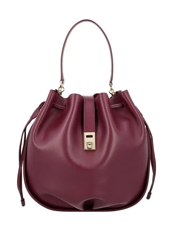 FERRAGAMO Hug Bucket Bag - Bordeaux