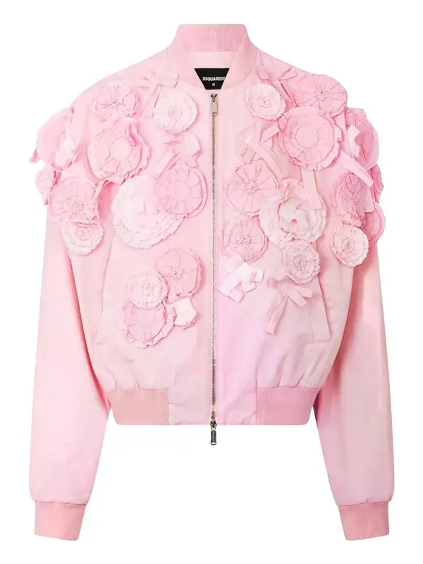 Dsquared2 Floral-appliqué Bomber Jacket - Pink