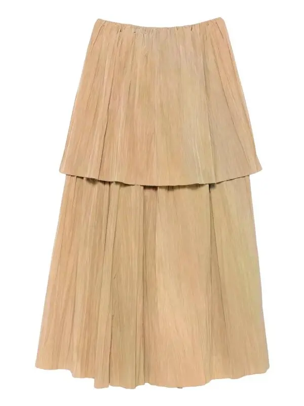 CO.GO Crinkled Tiered Maxi Skirt - Neutrals