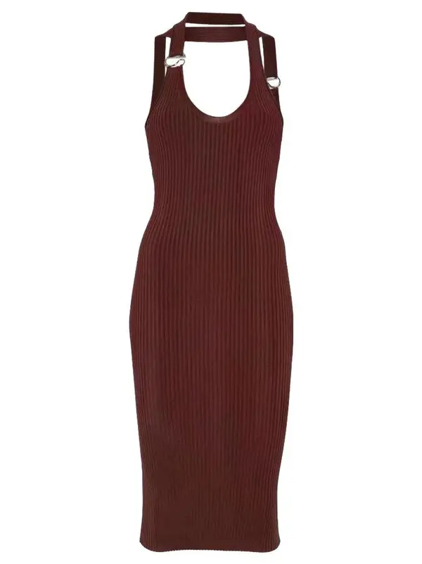 Coperni Ribbed-knit Halterneck Midi Dress - Brown