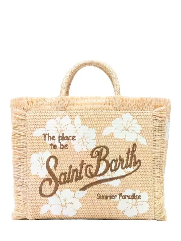 MC2 SAINT BARTH Hibiscus-print Fringed Tote - Neutrals