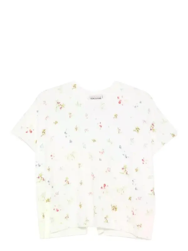 SEMICOUTURE Floral-print T-shirt - White