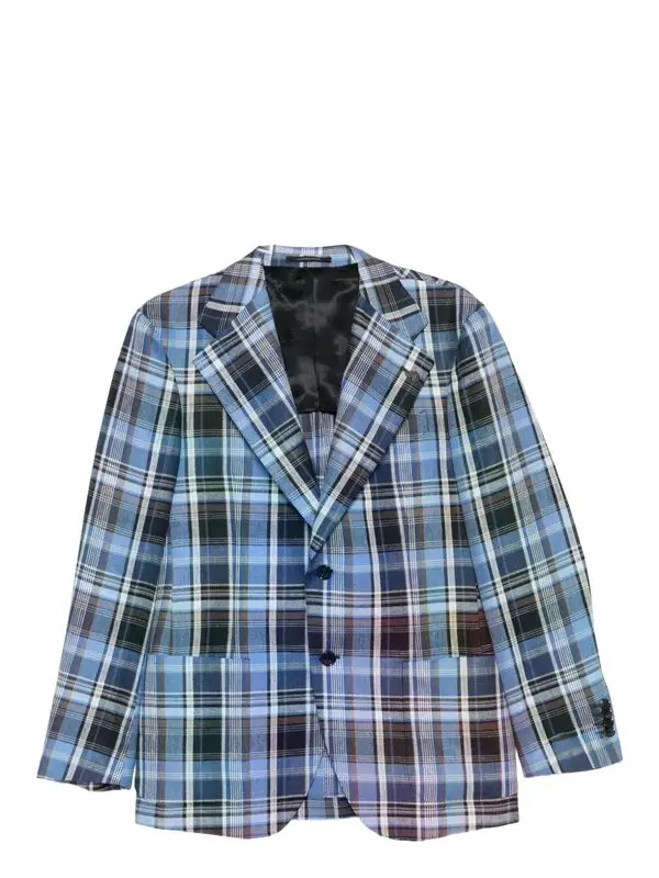 GABRIELE PASINI Check-pattern Notched-lapel Blazer - Blue
